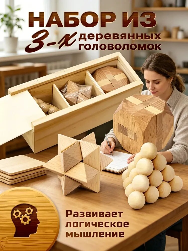 Набор деревянных головоломок Wooden box 3