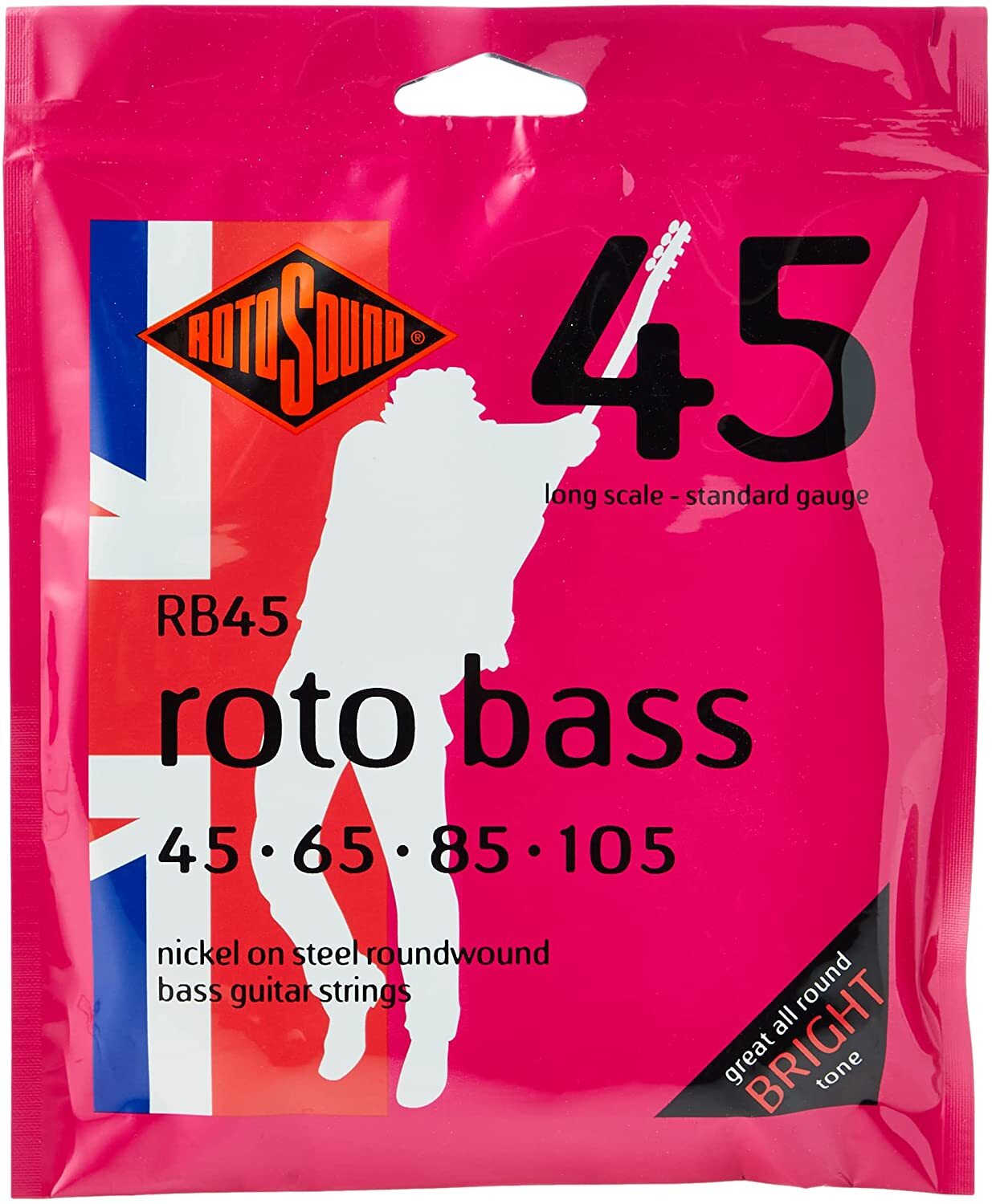 Струны для бас-гитары, комплект из 4 струн, никелированная сталь, Rotosound RB45 45-105
