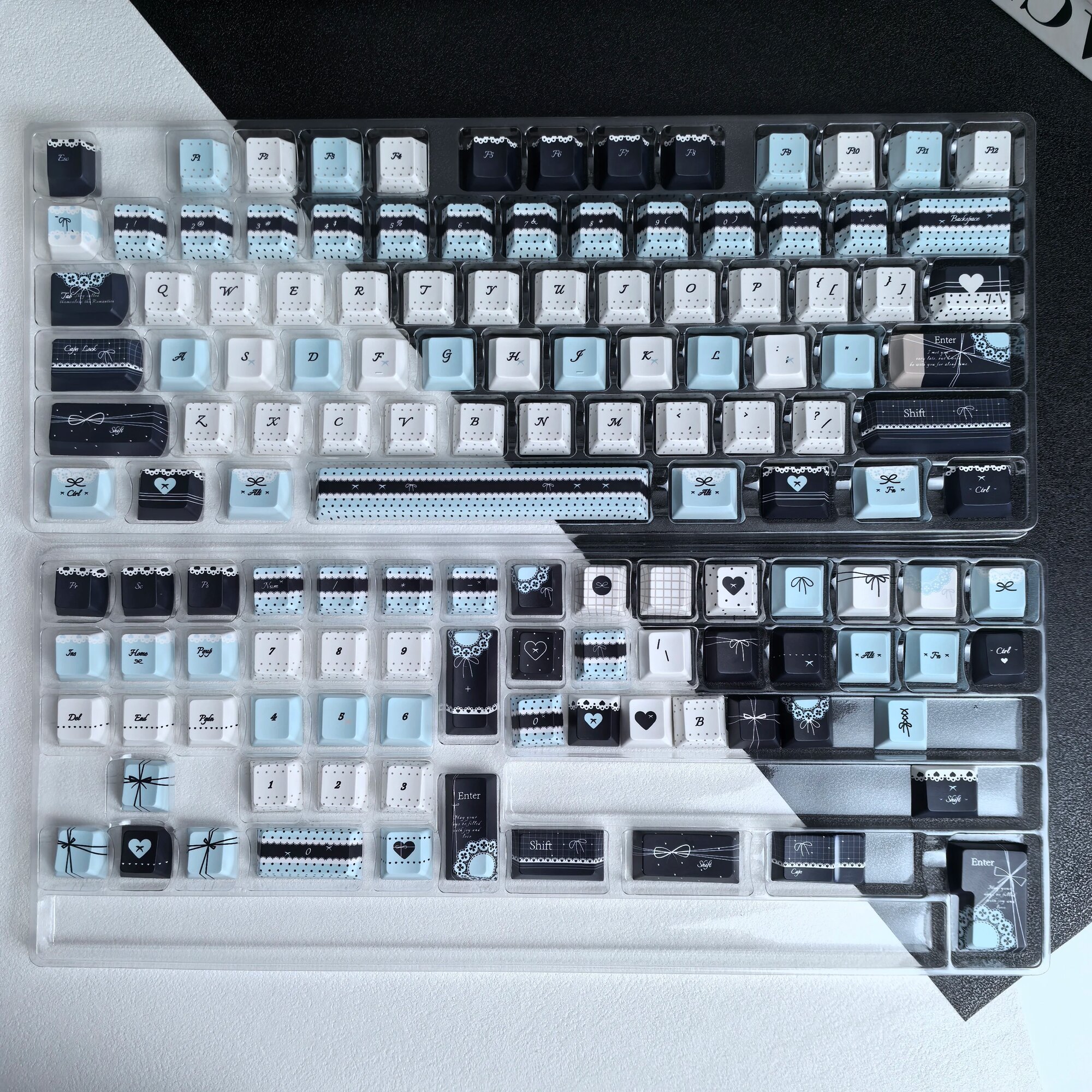 MAIMOOO Lolita Style PBT Keycaps Moa Cherry 130pcs Blue Pink Black Russian AZERTY Alice Layout