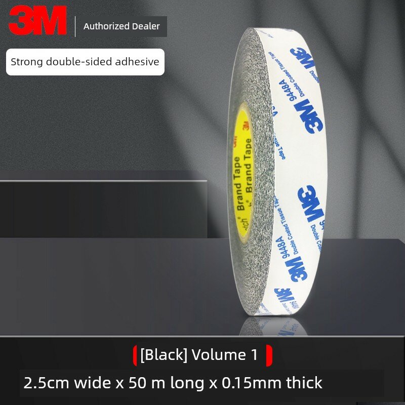 3M 9448AB Черная клейкая лента 25мм ширина 50м рулон для ремонта экрана смартфона