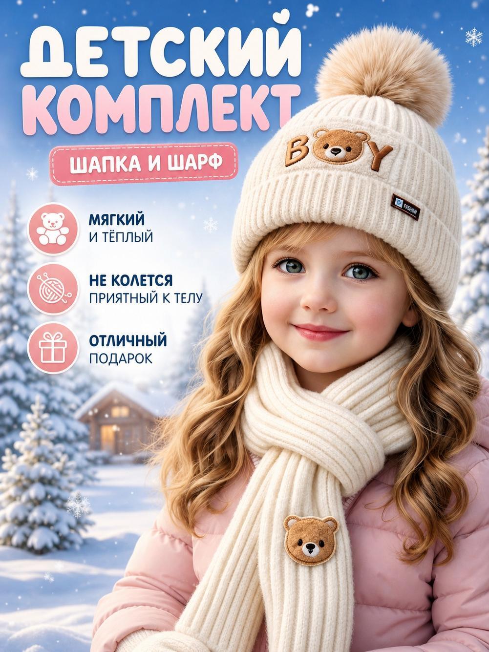 Шарф-манишка  Школа 2026 для девочек, слоновая кость