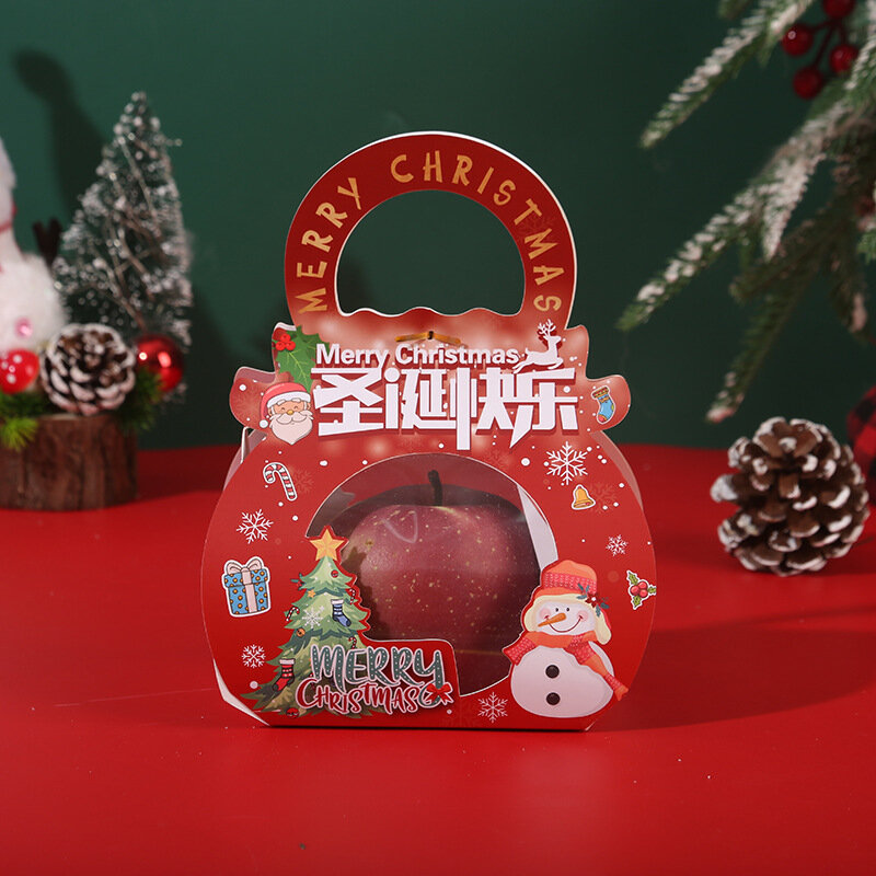 Рождественская складная яблочная коробка, подарочный пакет с ручками, детский пакет для конфет на Сочельник, упаковочная коробка для подарков.