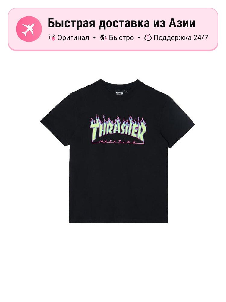 Футболка THRASHER Black Crew Neck Moderate Straight Fit