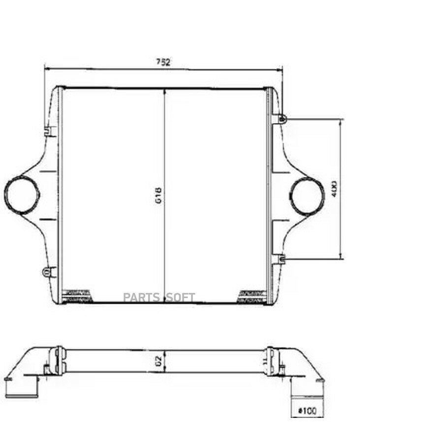 Интеркулер 652 612 52 MAN F90 (алюм.) от официального дистрибьютора, NRF, артикул 309015