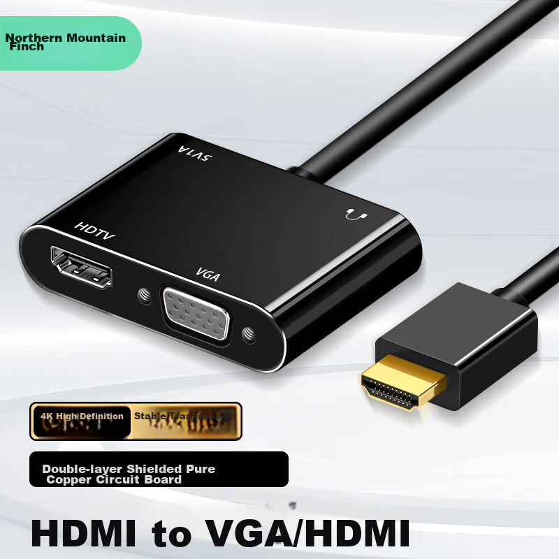 Beishanque HDMI в VGA + HDMI Splitter Converter 4K HD Dual-Input Adapter для ноутбуков телевизоров мониторов проекторов
