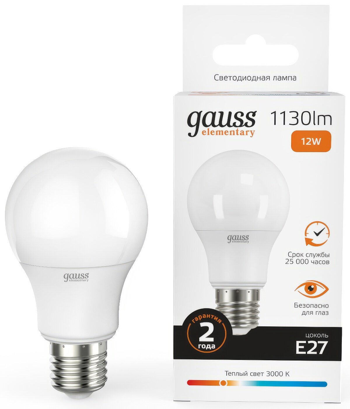 Лампа Gauss Elementary A60 12W 1130lm 3000K E27 LED