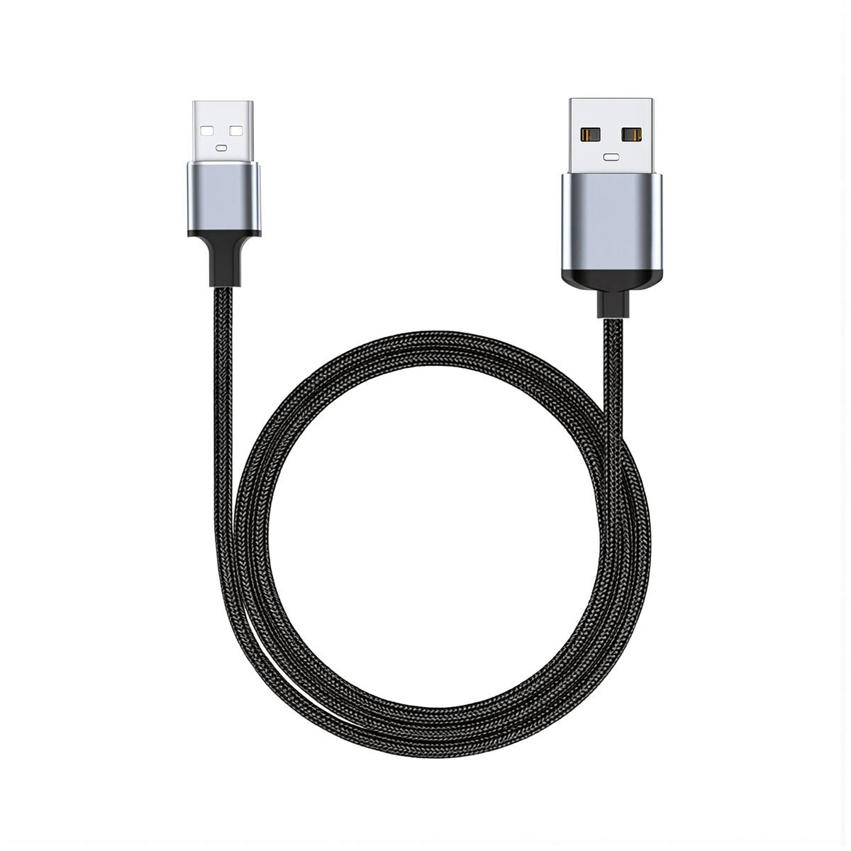 Нейлоновый плетёный удлинитель USB 2 метра для подключения периферийных устройств дома и в офисе прочный корпус из сплава никелированные контакты, 1 м