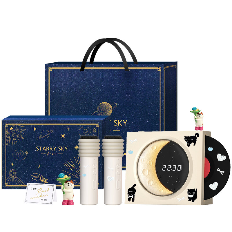 Беспроводные колонки CHIELYUAL светло-серые, luxury box, blue starry sky