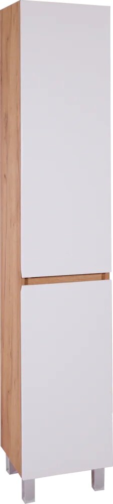 Шкаф-пенал для ванной ASB-Mebel Марко 35 R напольный, 35 см, белый, светлое дерево, глянцевый, с ящиком, с дверками, из МДФ