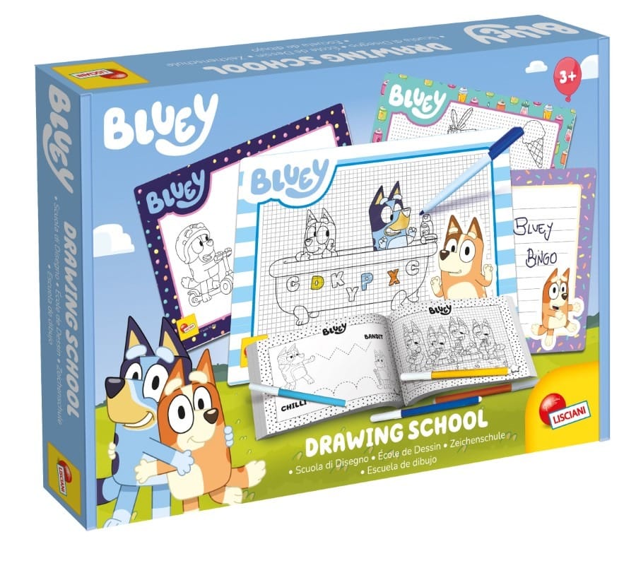 Набор для рисования, росписи Lisciani Bluey Школа рисования, 4 стираемые доски, маркер, тетрадь