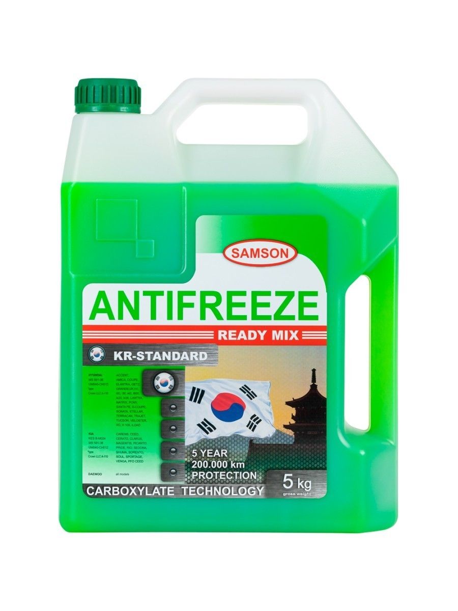 Антифриз готовый раствор korea-standard зел ный -37 c 5кг Samson