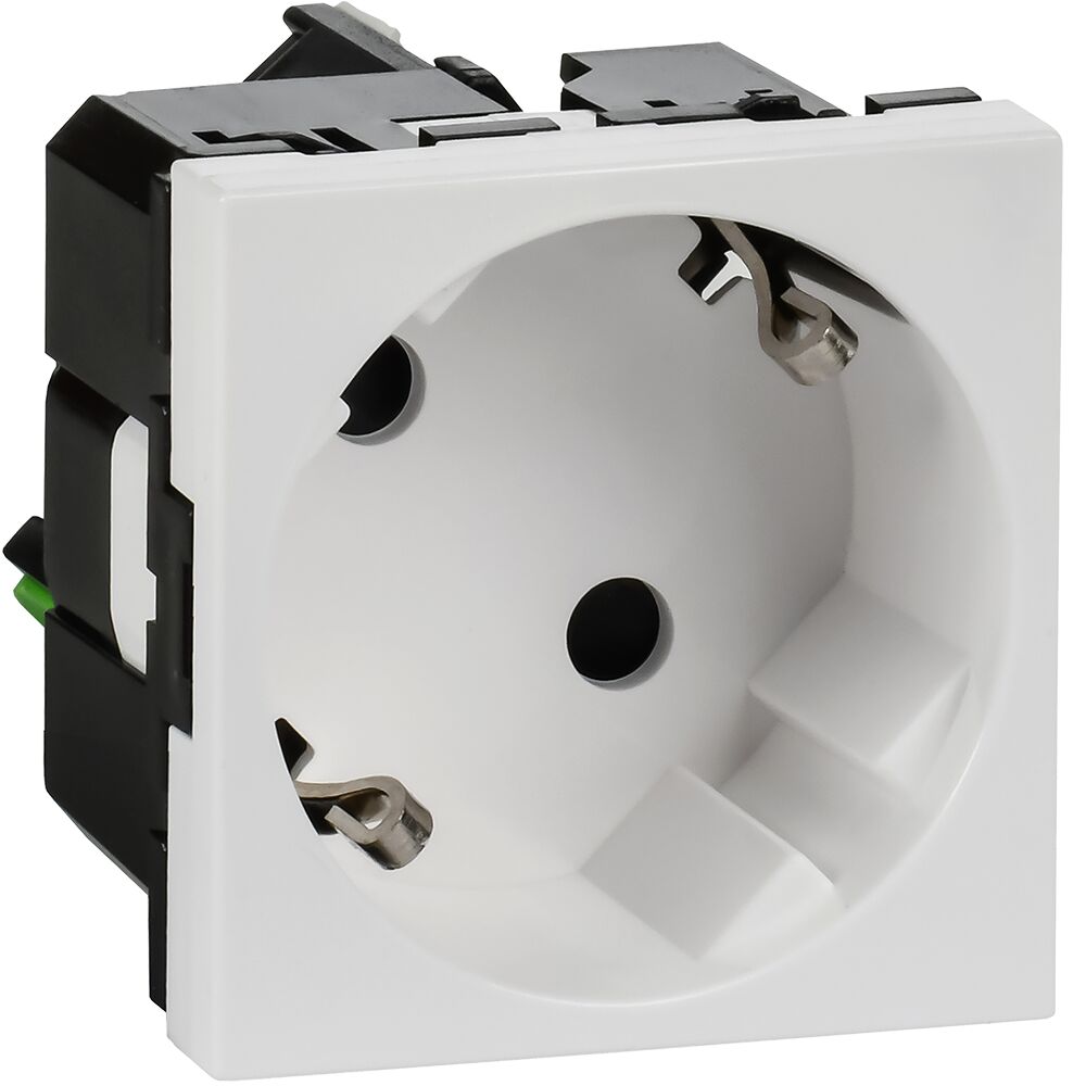 Legrand (Легранд) Розетка 2К+З под углом 45°, 2 модуля, со шторками, безвинтовые зажимы, белая, Metra45 4521059