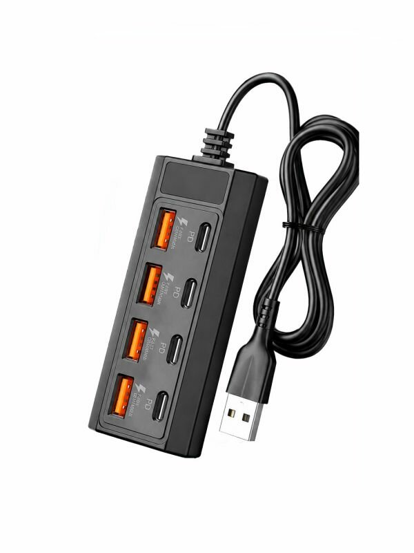 Докстанция расширения HUB 1to8 с удлинительным USBкабелем длиной 1 метр многопортовым адаптером TypeC на 4 порта