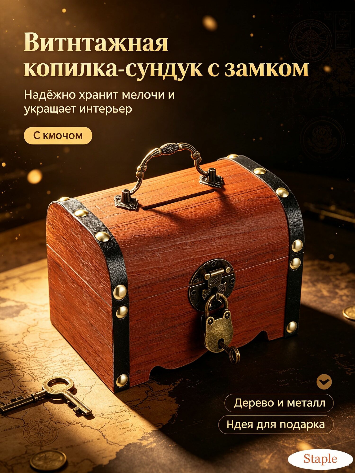 Деревянные Сундуки Для Хранения С двумя Замками И Ключами Набор Из 2 Штук Разнообразных Цветов
