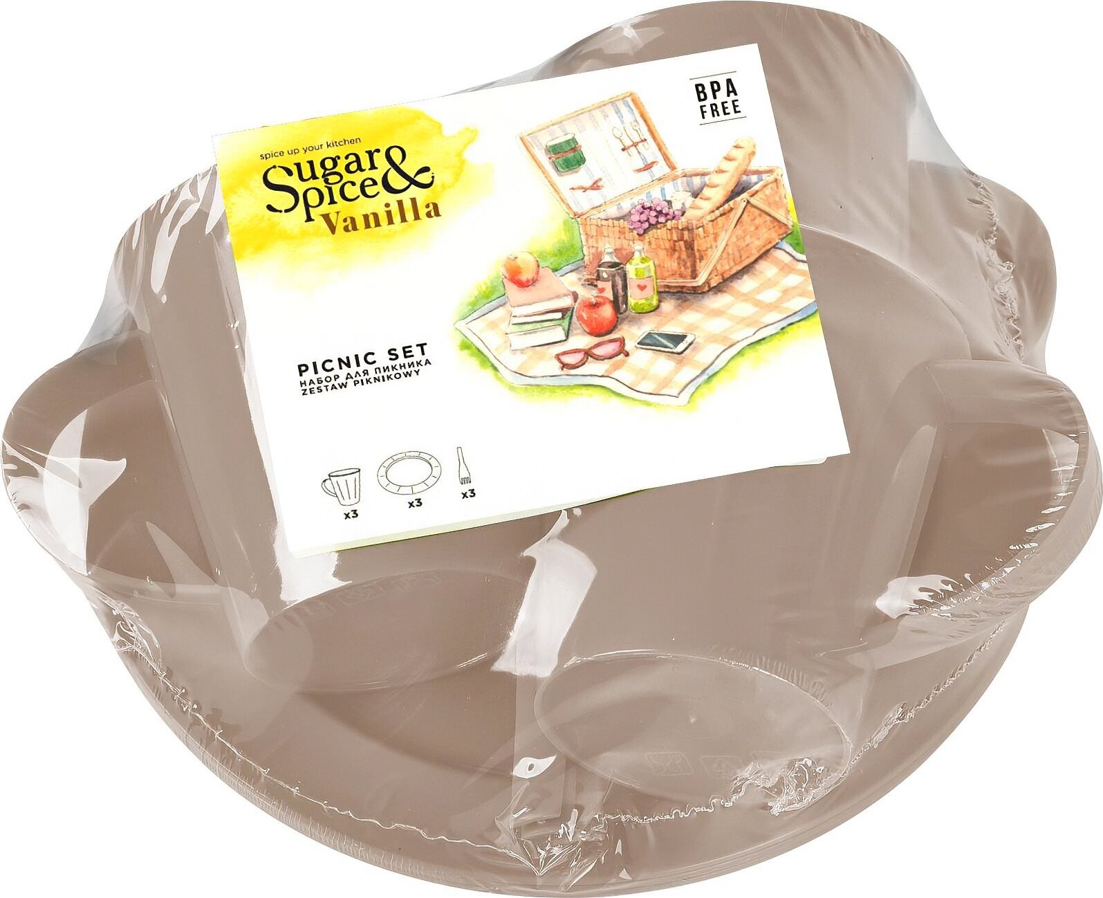Набор для пикника Sugar&Spice Vanilla на 3 персоны (9 предметов) латте