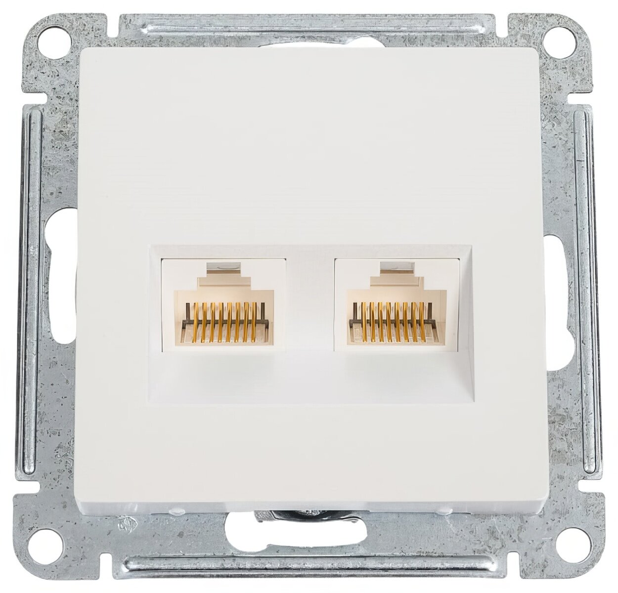 2-местный механизм компьютерной розетки Systeme Electric RJ45 AtlasDesign CAT.5e жемчужный ATN000485
