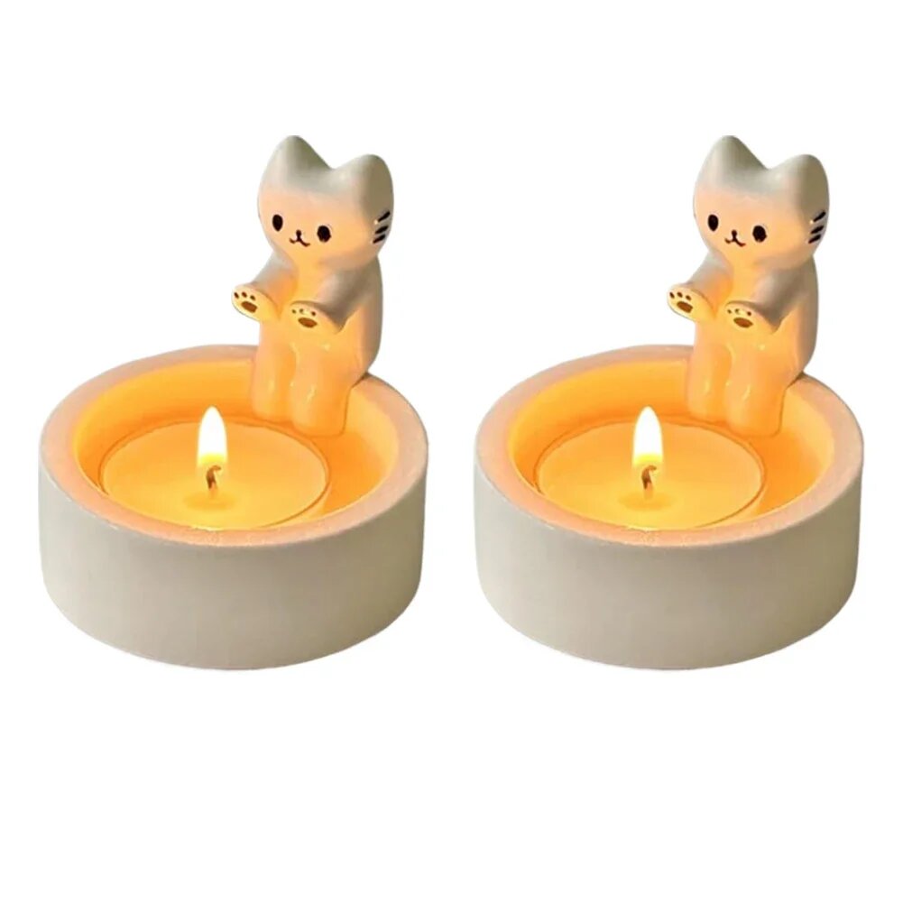 Милый мультяшный подсвечник в виде кошки 2pc Cartoon cat 1