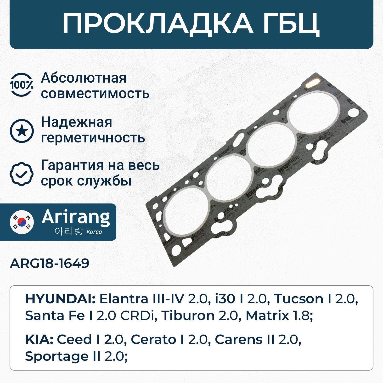 Прокладка головки блока Киа Сид 1, Спортейдж 2, Церато 1, Хендай Туксон 1, Элантра 3-4 / OEM 2231123700