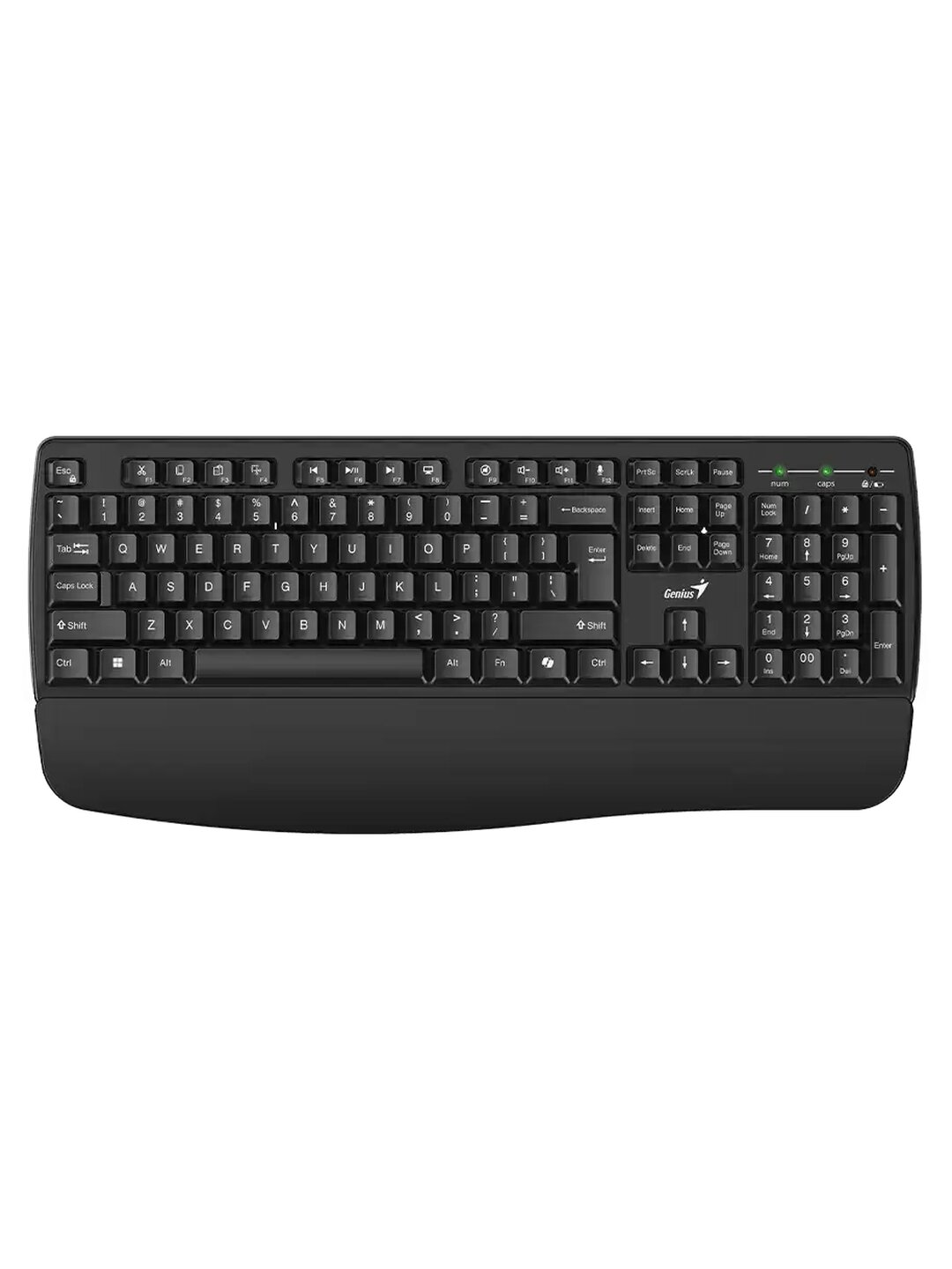 Клавиатура беспроводная Genius KB-7123, радиоканал 2.4ГГц, подставка для запястья, черный