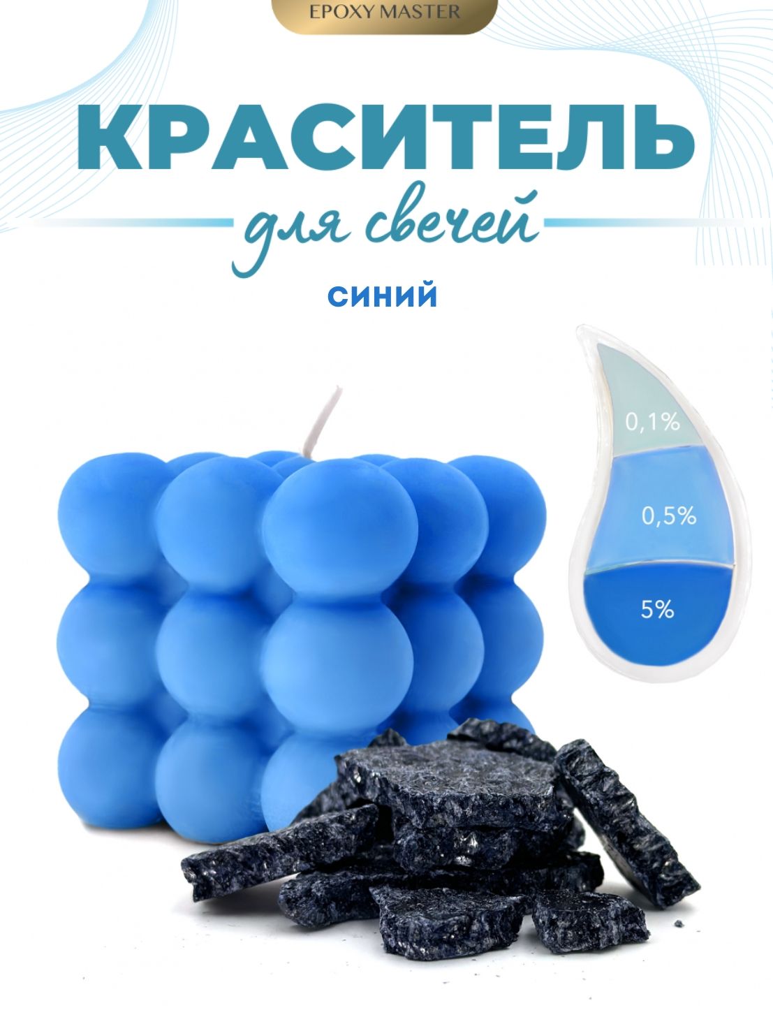 Краситель сухой для свечей/воска синий 10 гр