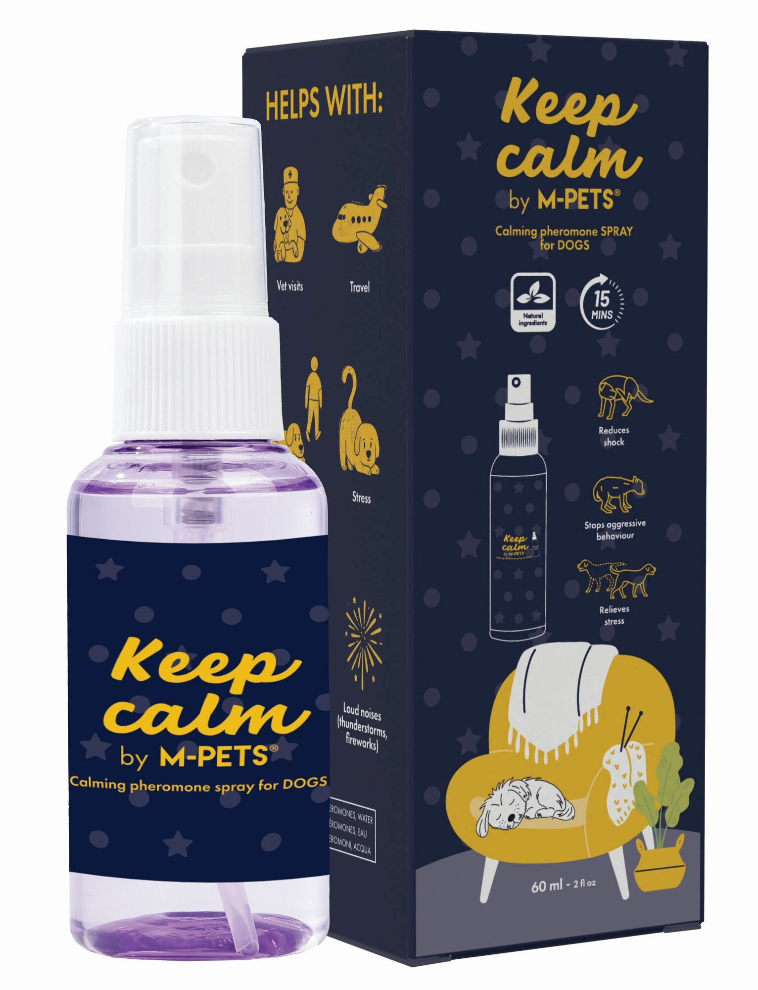 KEEP CALM успокаивающий феромон для собак, спрей 60 мл. Mpets