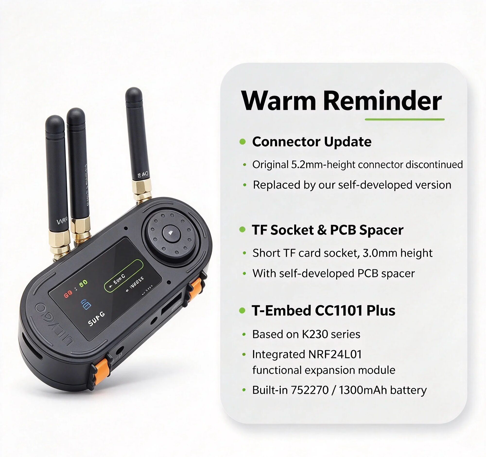 LILYGO T-Embed CC1101 Plus ESP32-S3, K268 01A, Exte AntBl