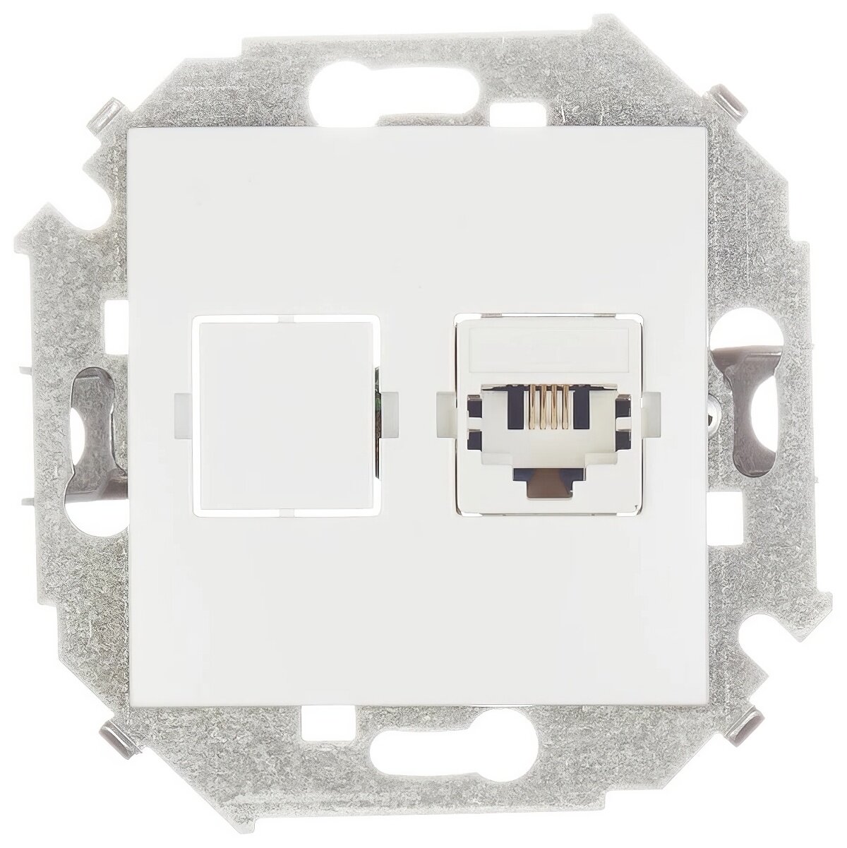Розетка телефонная Simon 15 встраиваемая белая RJ11 (1591480-030)