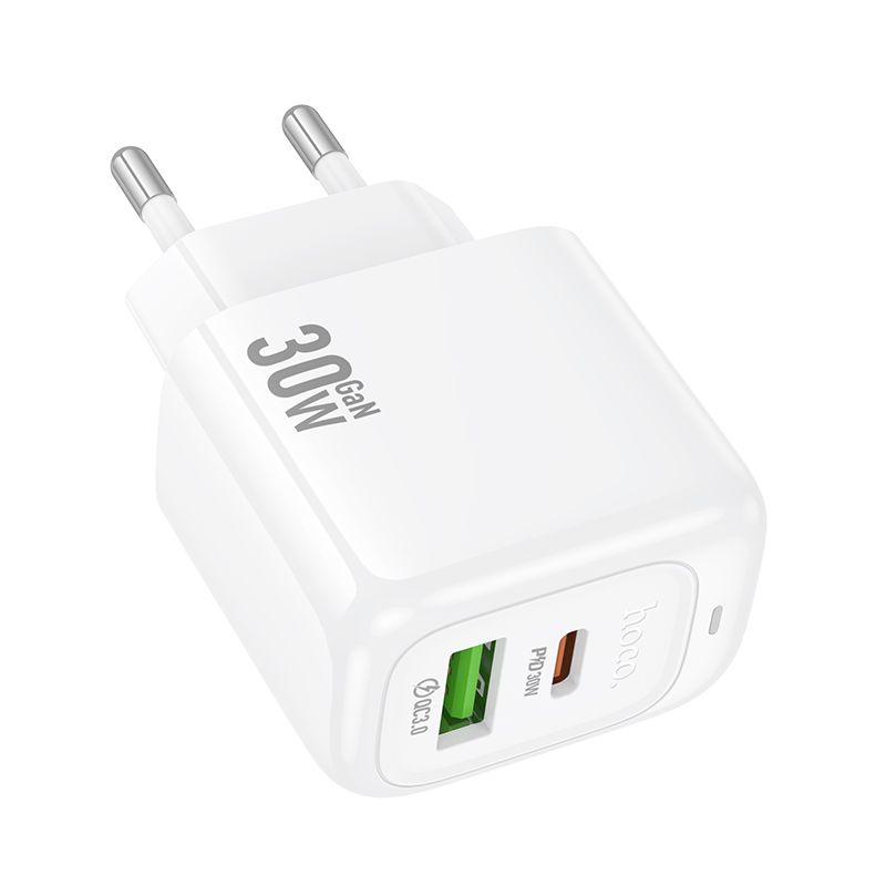 Сетевое зарядное устройство с быстрой зарядкой, 1 USB 3.0 QC+1 PD 30W ( CS55A ), HOCO, белый