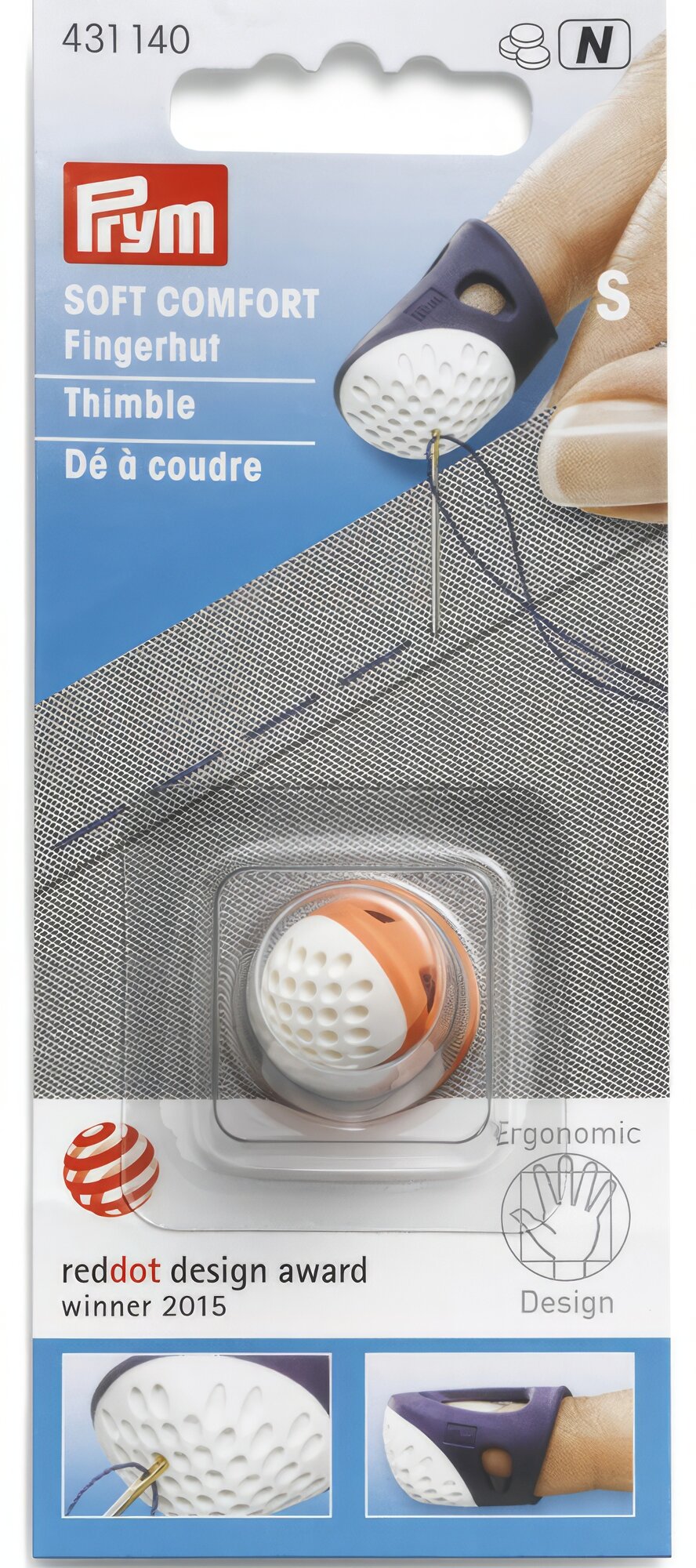 PRYM 431140 Наперсток Ergonomics размер S, оранжевый