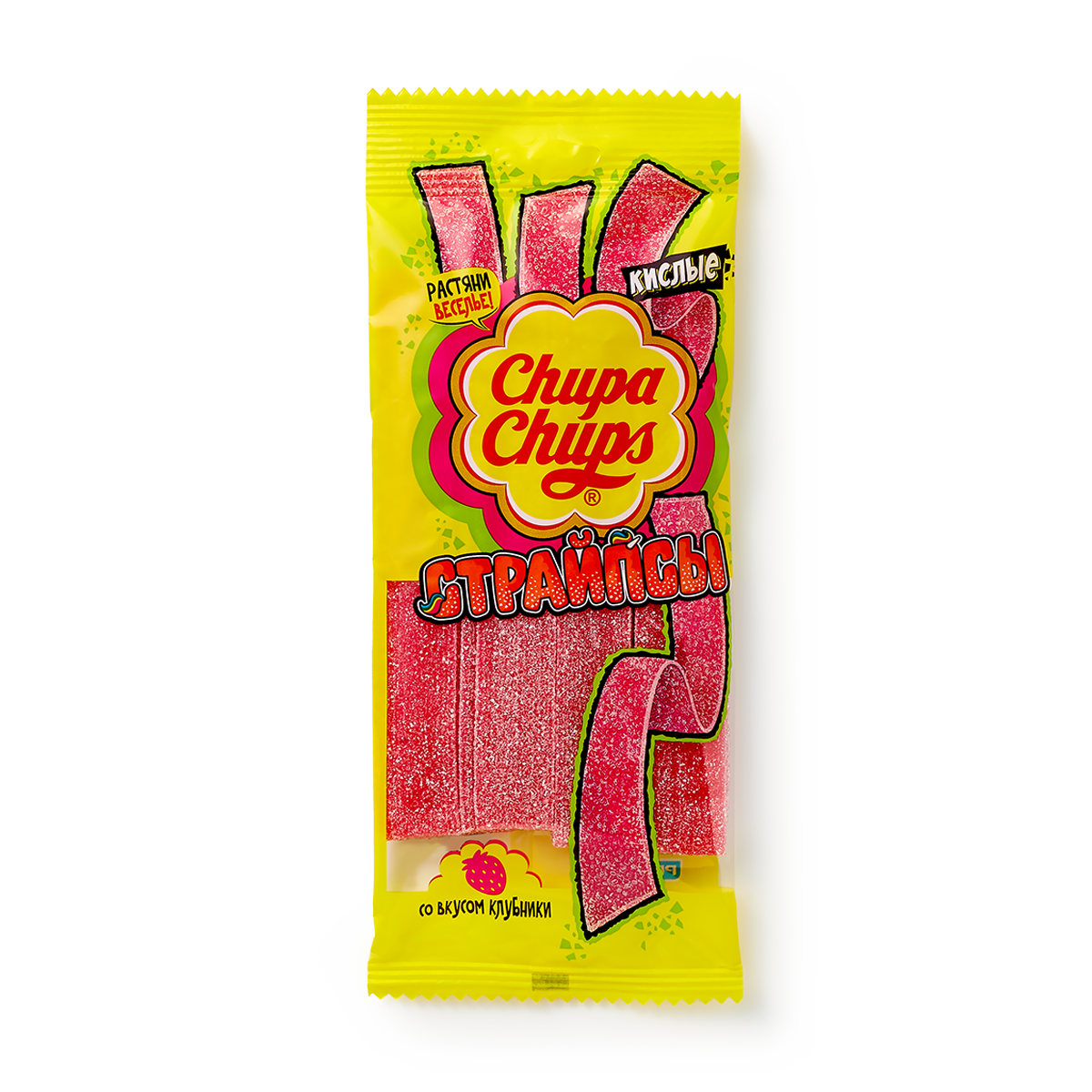 Мармелад Chupa Chups "Страйпсы", жевательный, на палочке, кислый, клубника, 120 г