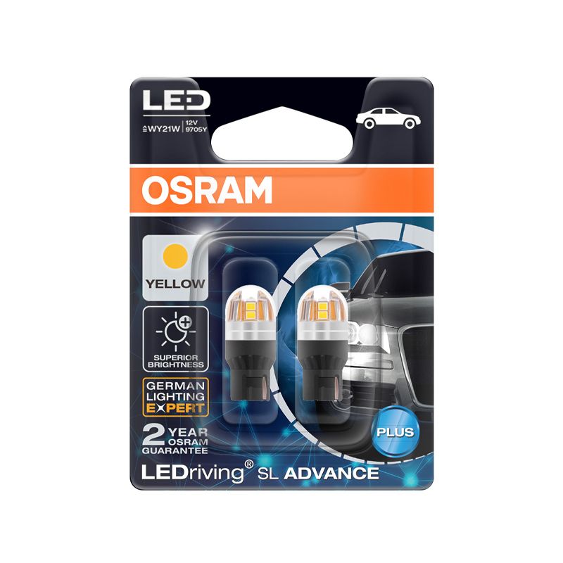 OSRAM Лампа автомобильная T20, 2 шт. арт. OSRAM 9705Y YELLOW
