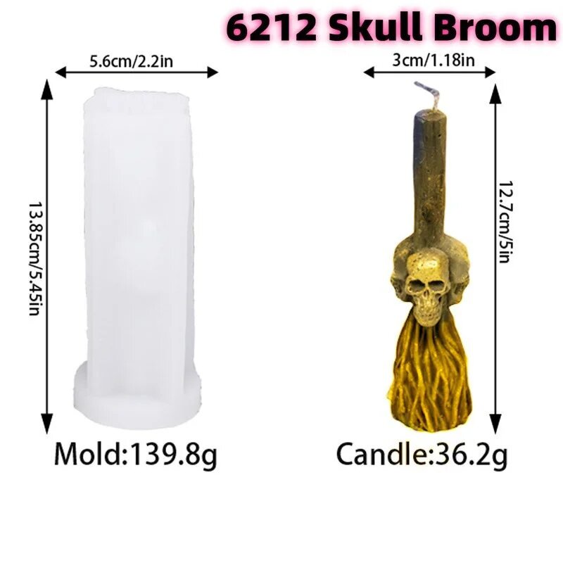 Силиконовые формы для Хэллоуина 6212 Skull Broom