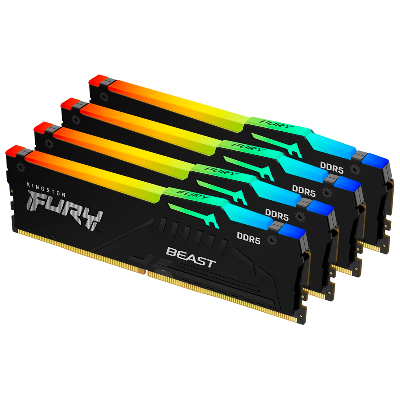 Оперативная память Kingston KF552C40BBAK4-64, 64 ГБ (4x16 ГБ), DDR5, 5200 МГц, DIMM, CL40 KF552C40BBAK4-64