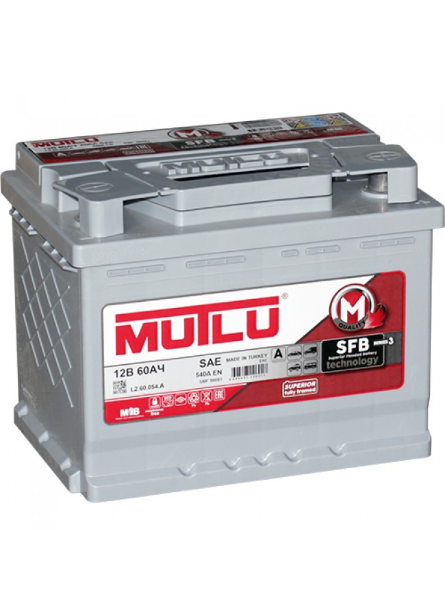 Аккумулятор Mutlu SFB 60 А/ч 560 137 052 обратная R+ EN 540A 242x175x190 L2.60.054. A
