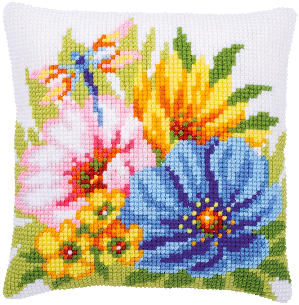 PN-0184985 Набор для вышивания несчетный крест Vervaco(подушка) Colourful spring flow, 40х40,