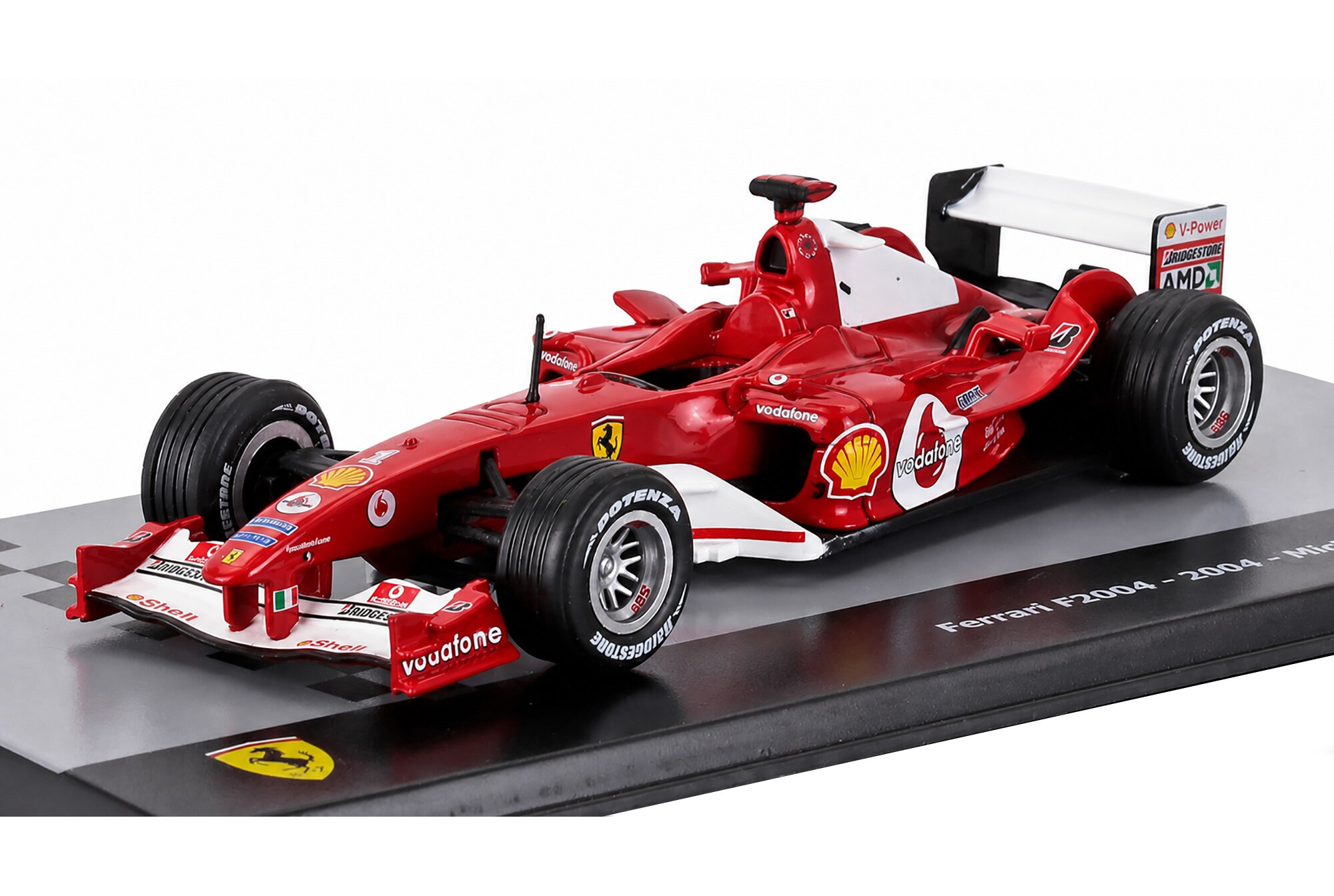 Ferrari F1 F2004 №1 world champion season 2004 with showcase, red white michael schumacher / феррари ФОРМУЛА-1 F2004 №1 чемпион мира сезон 2004 михаэль шумахер с витриной красный-белый