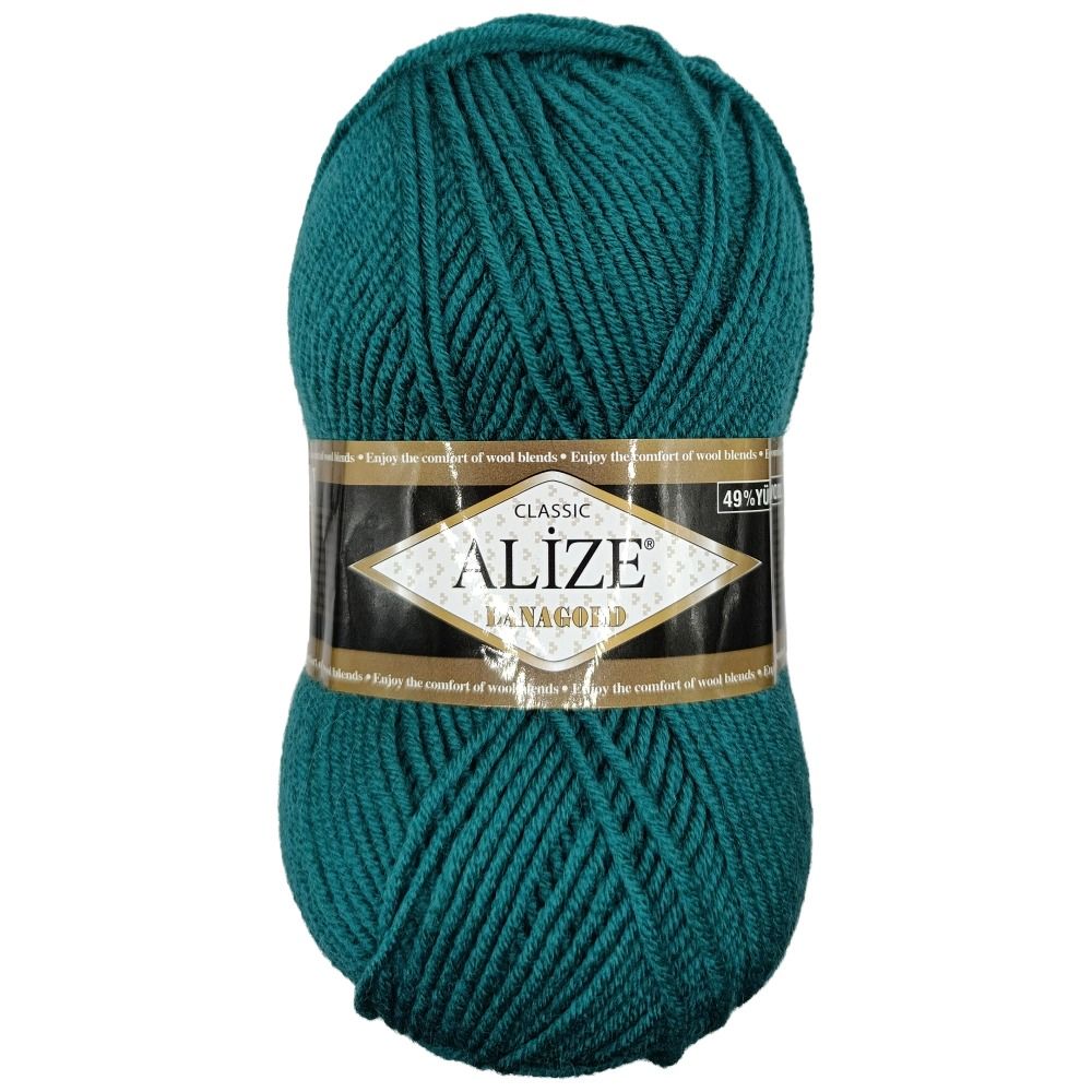Пряжа для вязания Alize Lanagold classic 507 античный зеленый. 100 гр/240 м 49% шерсть, 51% акрил