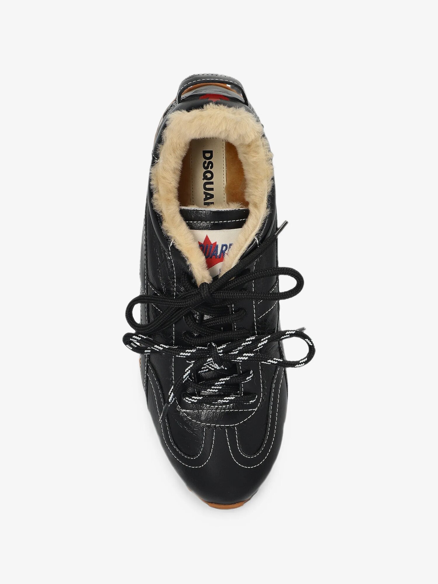 Кроссовки DSQUARED2 DC-642 shearling-lined leather sneakers, размер 36-37, черный — фото 1