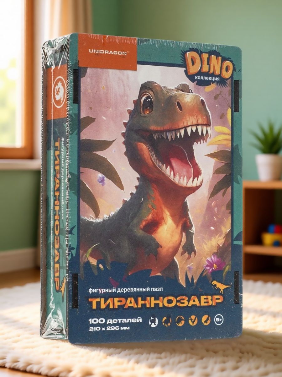 Деревянный пазл Тираннозавр 100 деталей Unidragon