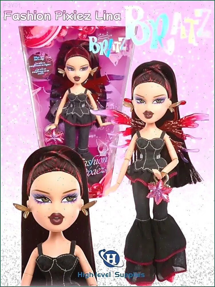 Коллекционная фантазийная кукла Bratz Fashion Pixiez Lina с настоящей одеждой и аксессуарами