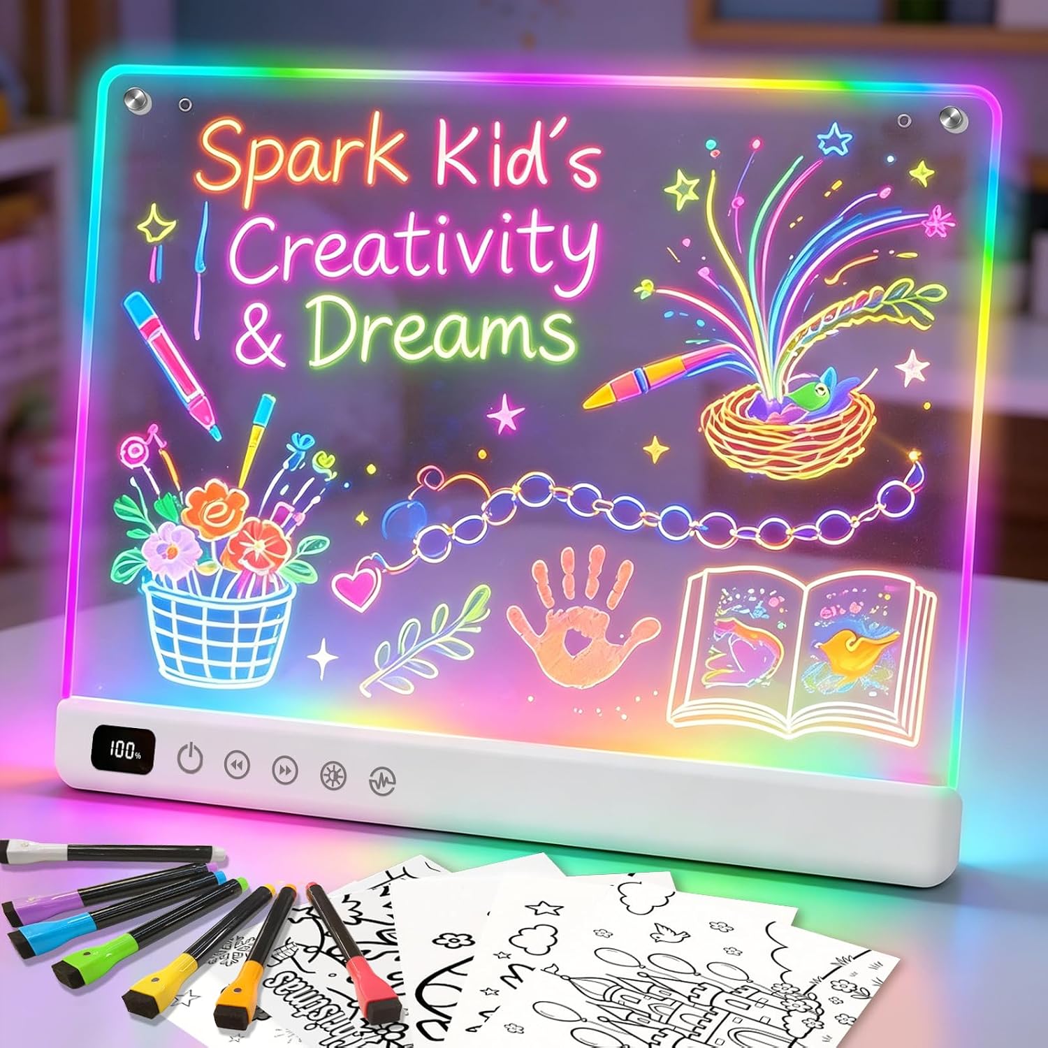 Доска для рисования, Перезаряжаемый светодиод Glow Doodle LED, для детей на Пасху, День рождения, Рождество