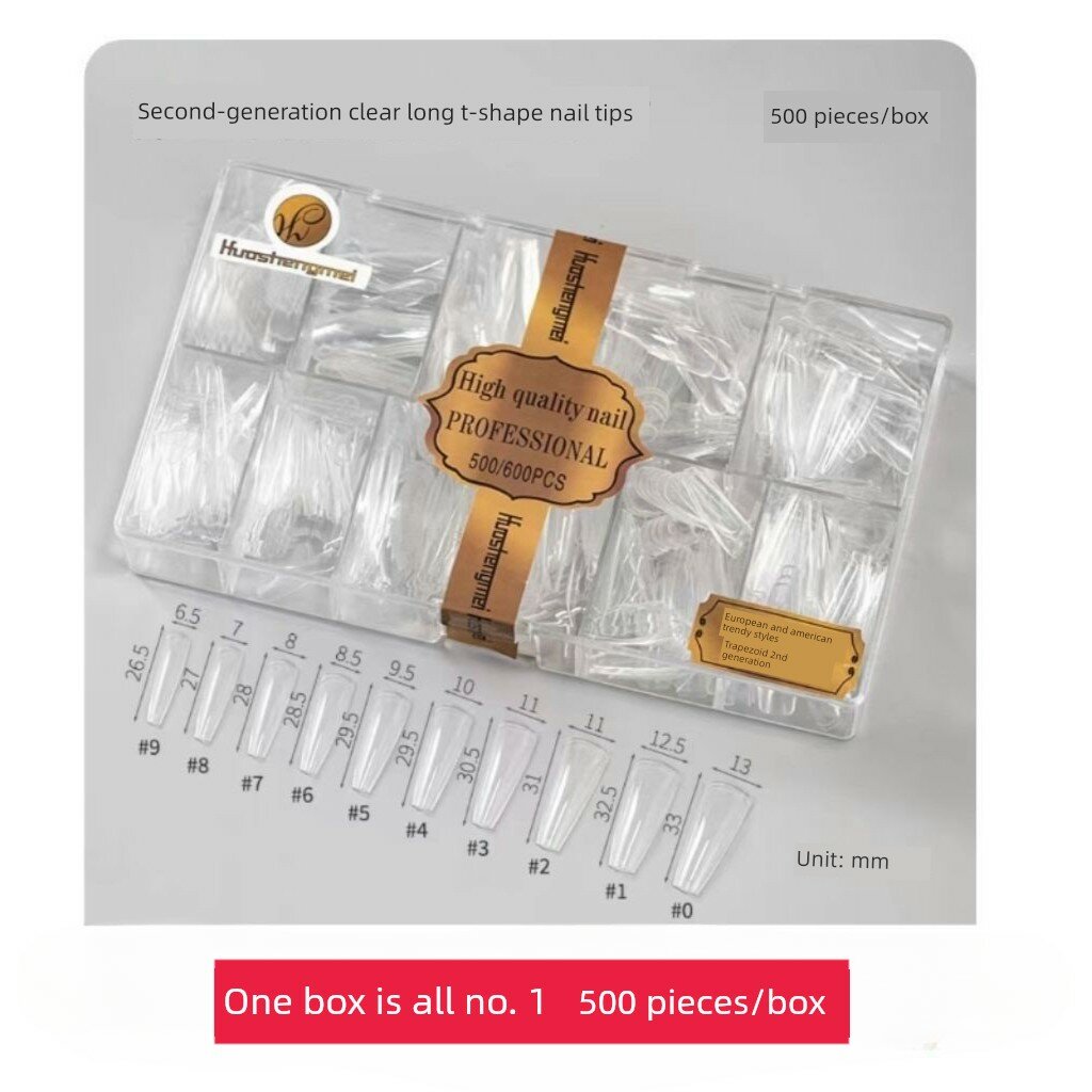 2-е поколение прозрачные трапециевидные ногтевые накладки размер 1, 500 шт. в упаковке