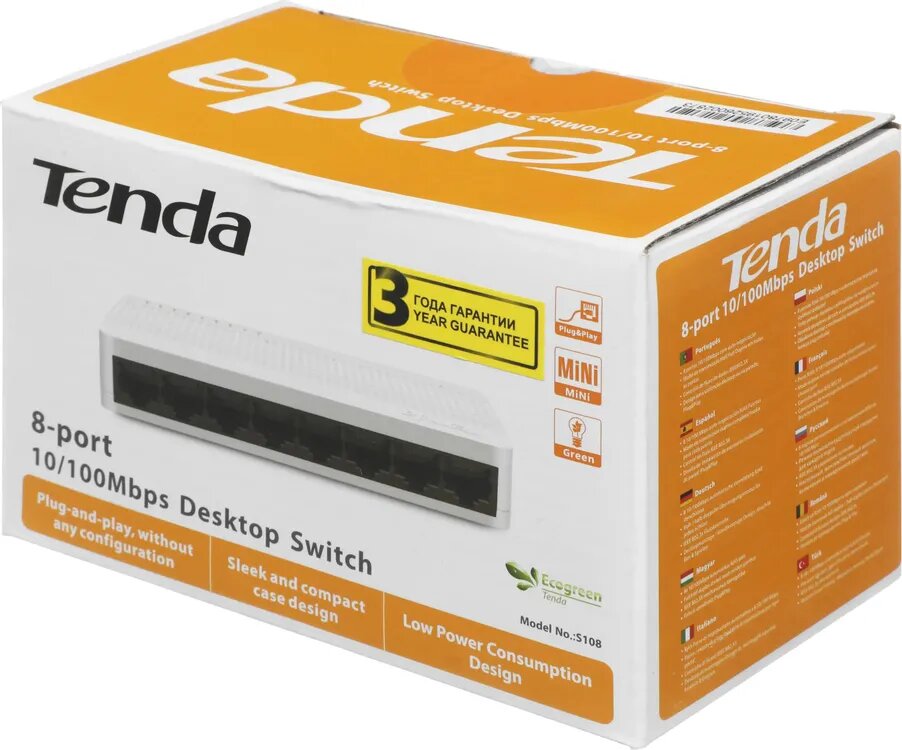 Коммутатор TENDA S108, неуправляемый
