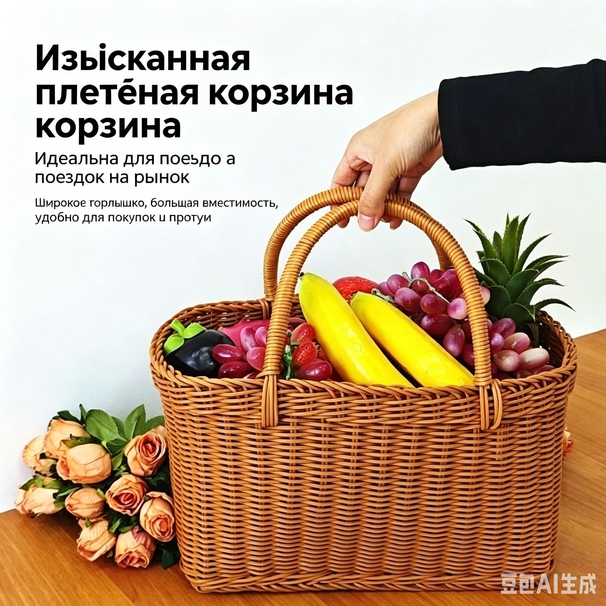 Корзина для пакетов длина 36 см, ширина 20 см, высота 37 см, 1 шт, полипропилен, коричневый
