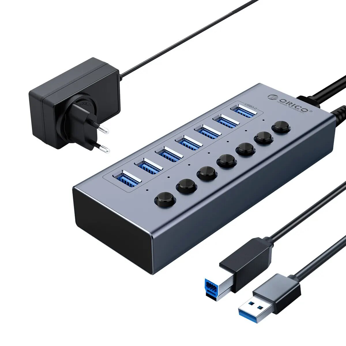 ORICO 7-портовый USB 3.0 алюминиевый хаб 7 Port EU1