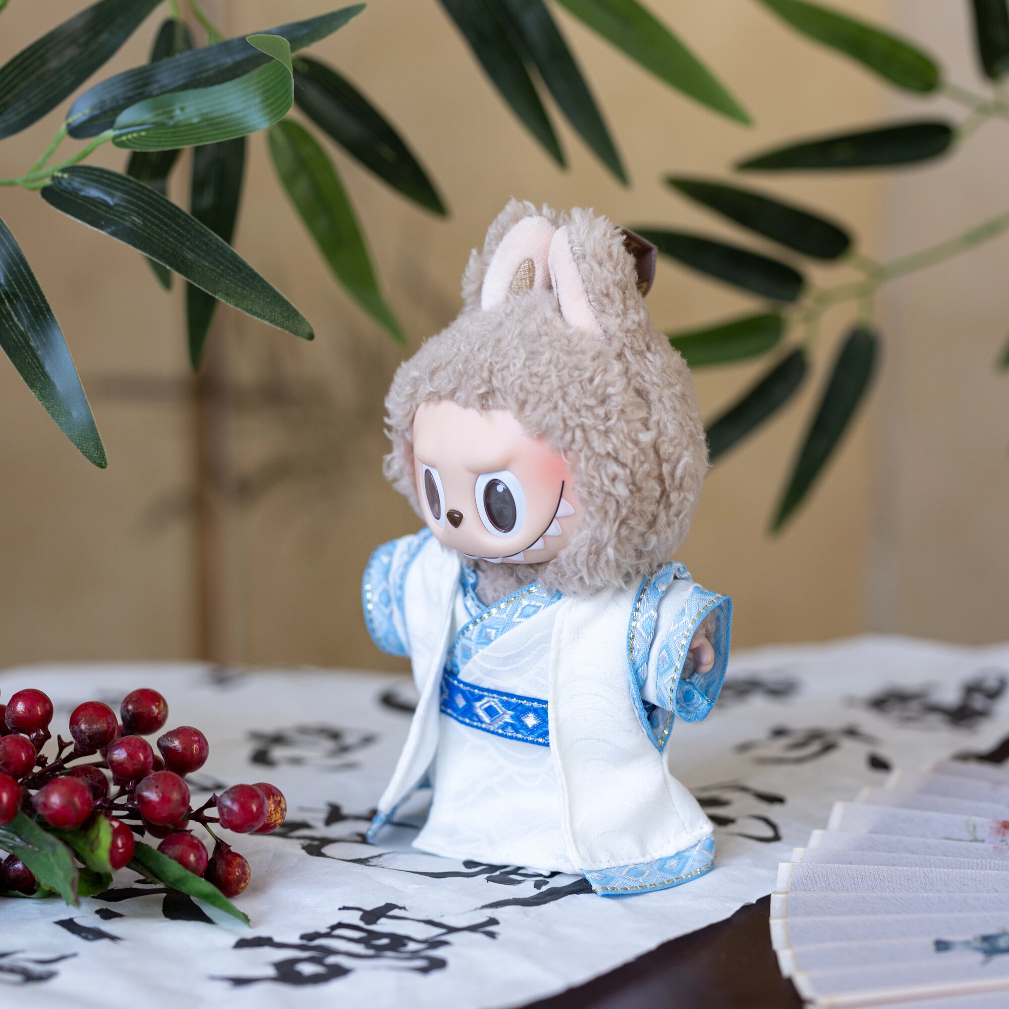 Белое древнее стилевое ханьфу платье для кукол Labubu, традиционная китайская одежда, не прикреплено к кукле