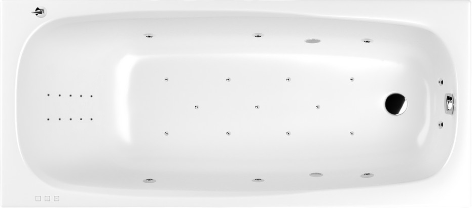 Акриловая ванна WHITECROSS Layla Slim Ultra Nano 170x75 см, встраиваемая, с гидромассажем, белый глянец, с каркасом, со сливом-переливом