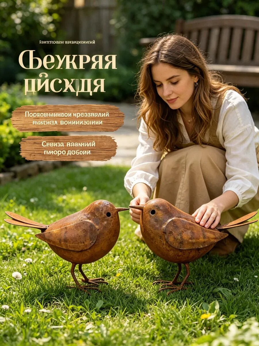 Ржавый декор для сада птицы из металла 2 шт