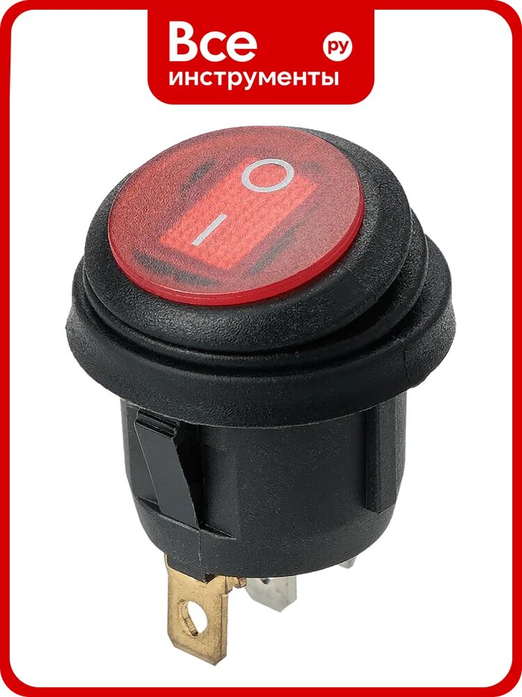 Выключатель клавишный TDM ELECTRIC KCD2-101N/FS 250В AC/DC, 1P, 6А, (3с), ON-OFF, черный корпус, красная клавиша, LED, IP54 TDM SQ0746-0150