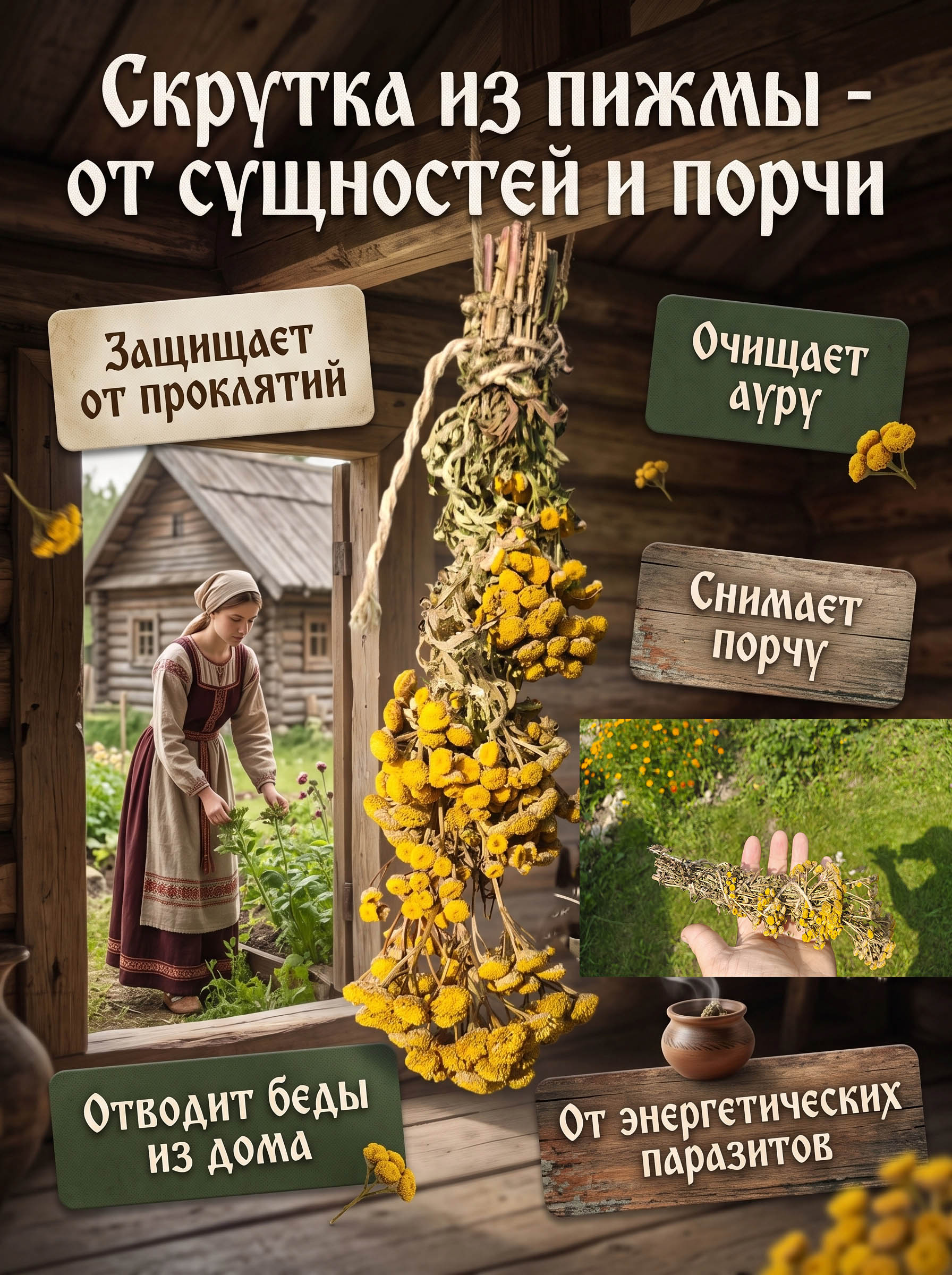 Пижма - скрутка-оберег от сущностей (1 шт)